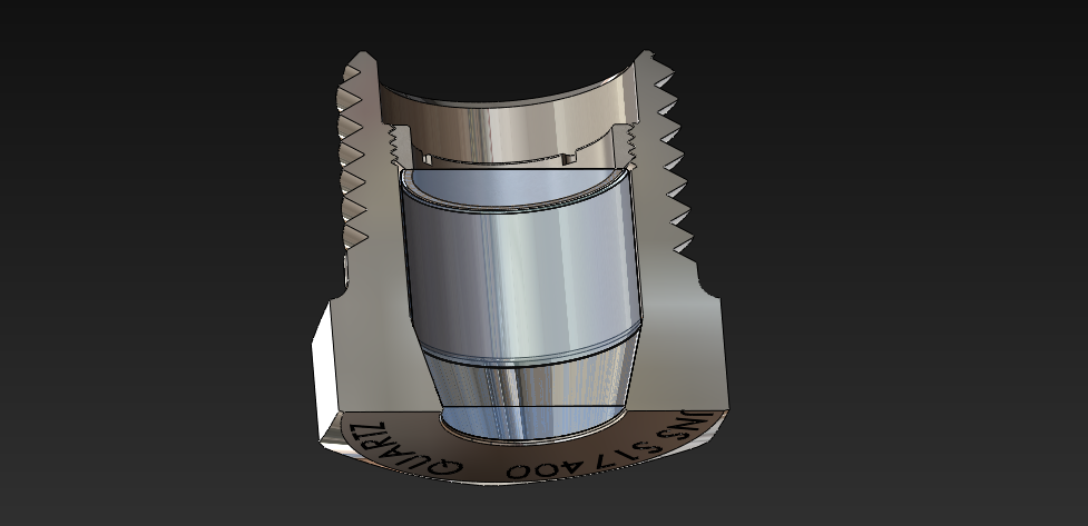 Quartz window is bonded into metal housing